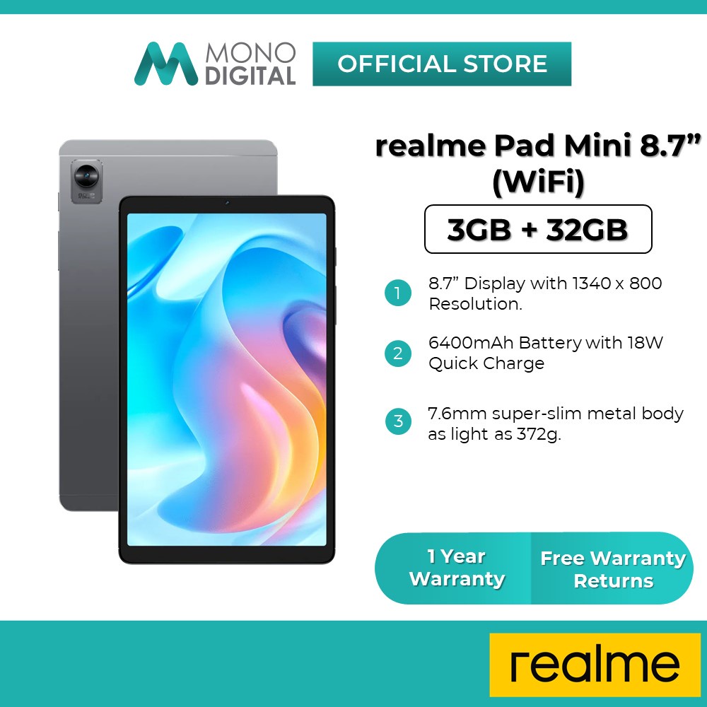 realme Pad Mini 8.7 WiFi Mobile Tablet 3GB+32GB - 7.6mm Super Slim ...