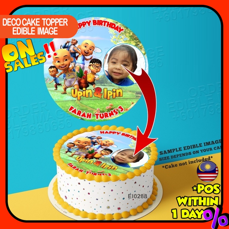 Printing EI Custom Image Upin & Ipin Edible Image Print Cake Photo ...