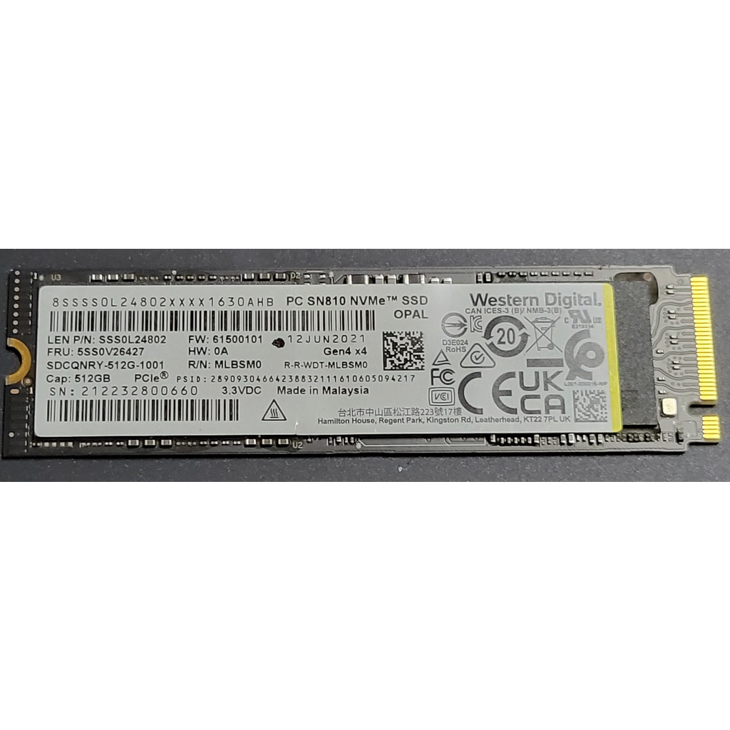 Western Digital SN810 512GB Gen4 PCIe4.0 NVMe (Used) + Free Delivery ...