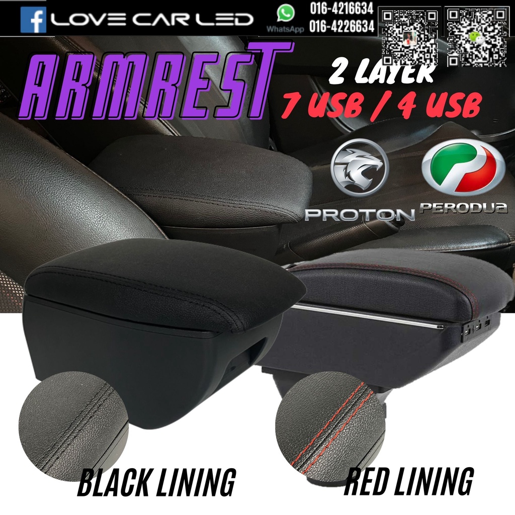 Ready Stock Adjustable 2layer 7USB Arm Rest Armrest Myvi Axia Aruz ...