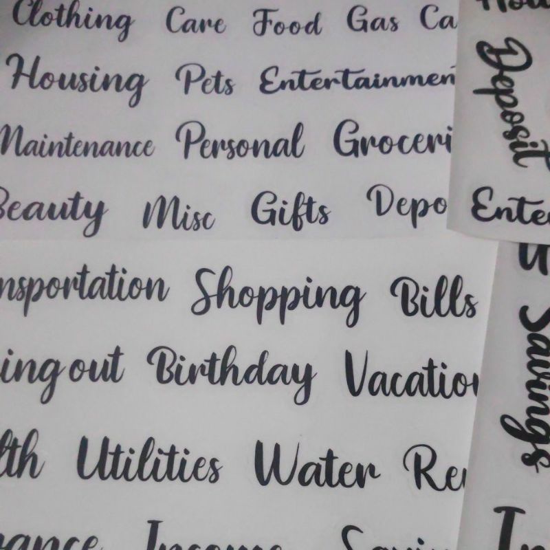 Label Expenses Sticker For Ziplock Cash Planner Transparent Black ...