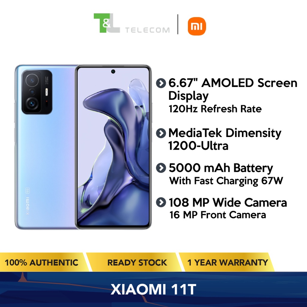 Xiaomi 11T 8GB+128GB 5G | 108MP Pro Grade Camera | 120Hz AdaptiveSync AMOLED Display | 67W Wired ...