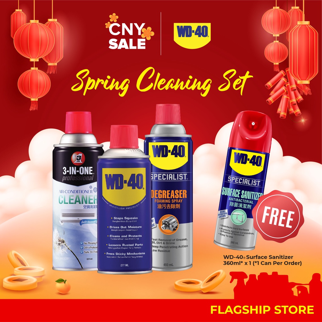 WD-40 Cleaner Pack Multi Use Product 277ml + Degreaser 450ml + Air Cond ...