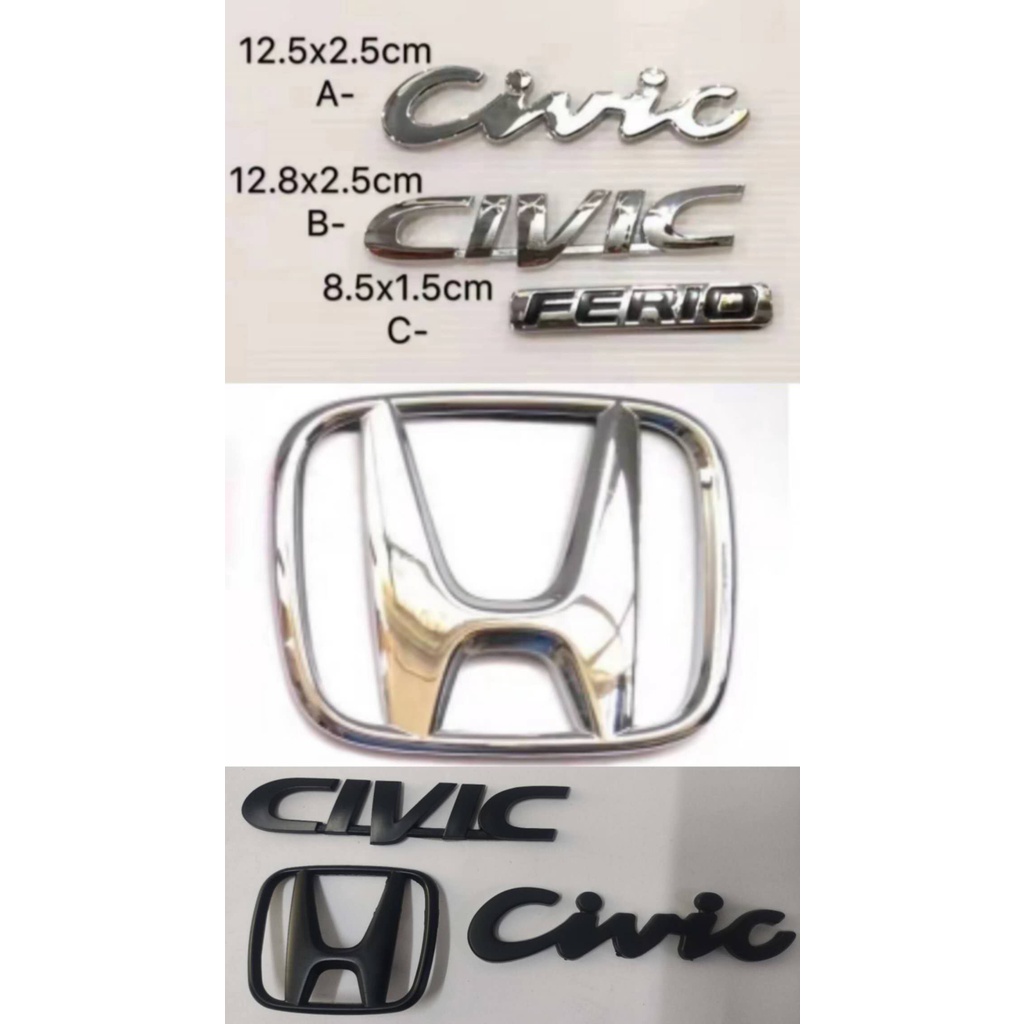 CIVIC EK EG FERIO CHROME MATTE BLACK LOGO EMBLEM | Shopee Malaysia