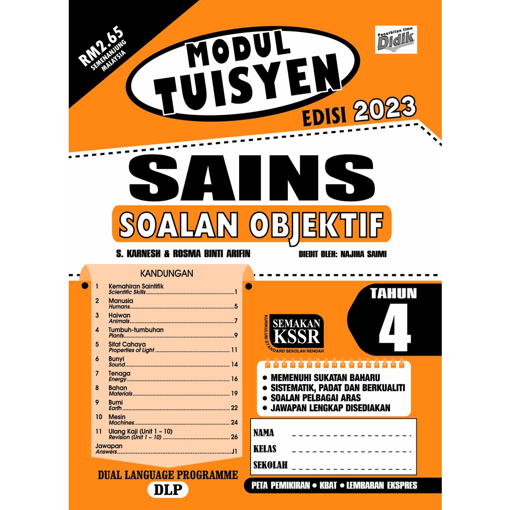 Ilmu Didik 2023: Latihan Modul Tuisyen Sains / Science Kertas / Paper 1 ...
