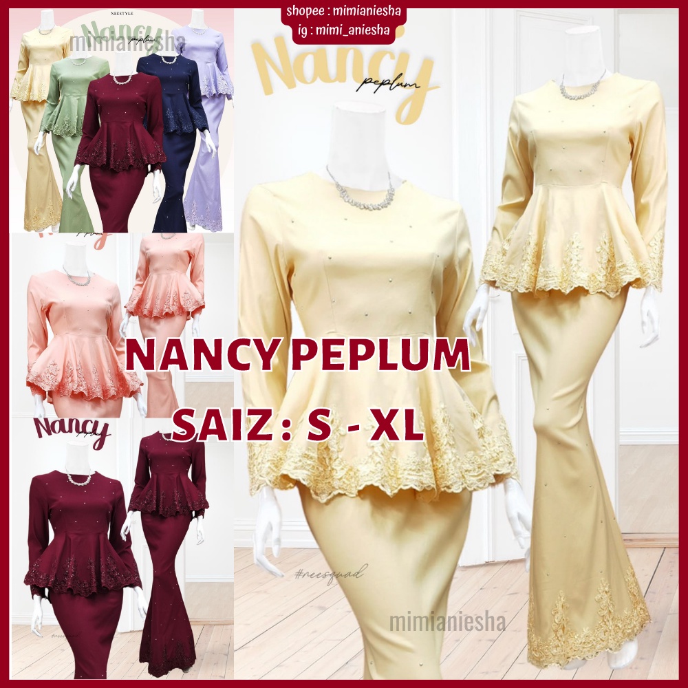 Baju Raya 2023 Nancy Peplum Baju Kurung Peplum Moden Baju Lace Cotton ...