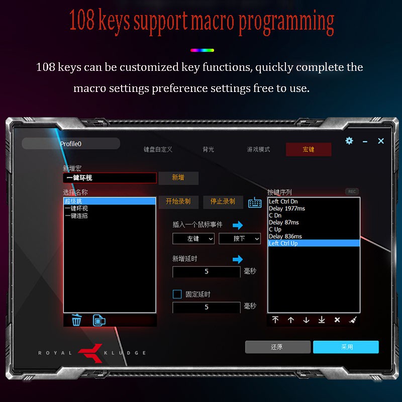 Royal Kludge RK918 Full RGB Backlit Wired Mechanical Keyboad 104Key 100 ...