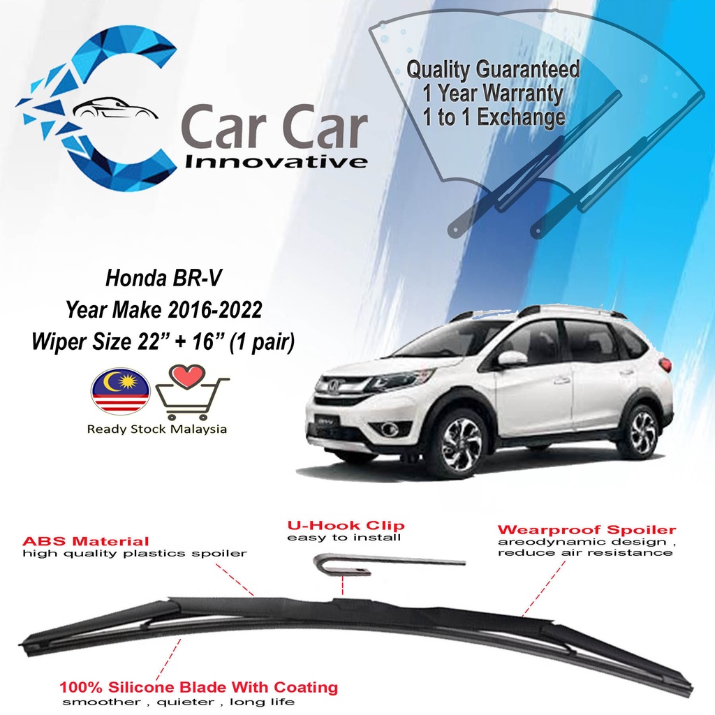 Honda BRV Wiper Year 2016-2022 ,Silicone Wiper Blades ( 1 pair -Size 22 ...