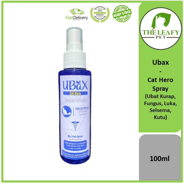 Ubax Cat Hero Spray - 100ml ( Ubat Kurap , Fungus , Luka , Selsema ...