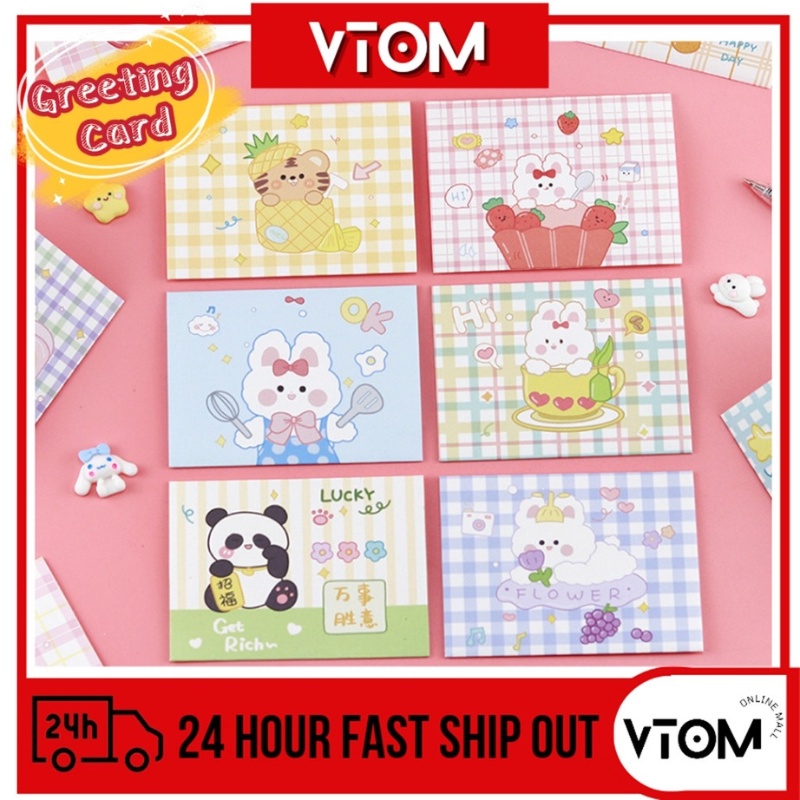 VTOM Cute Cartoon Animal Greeting Card Mini Wish Card Birthday Kad ...