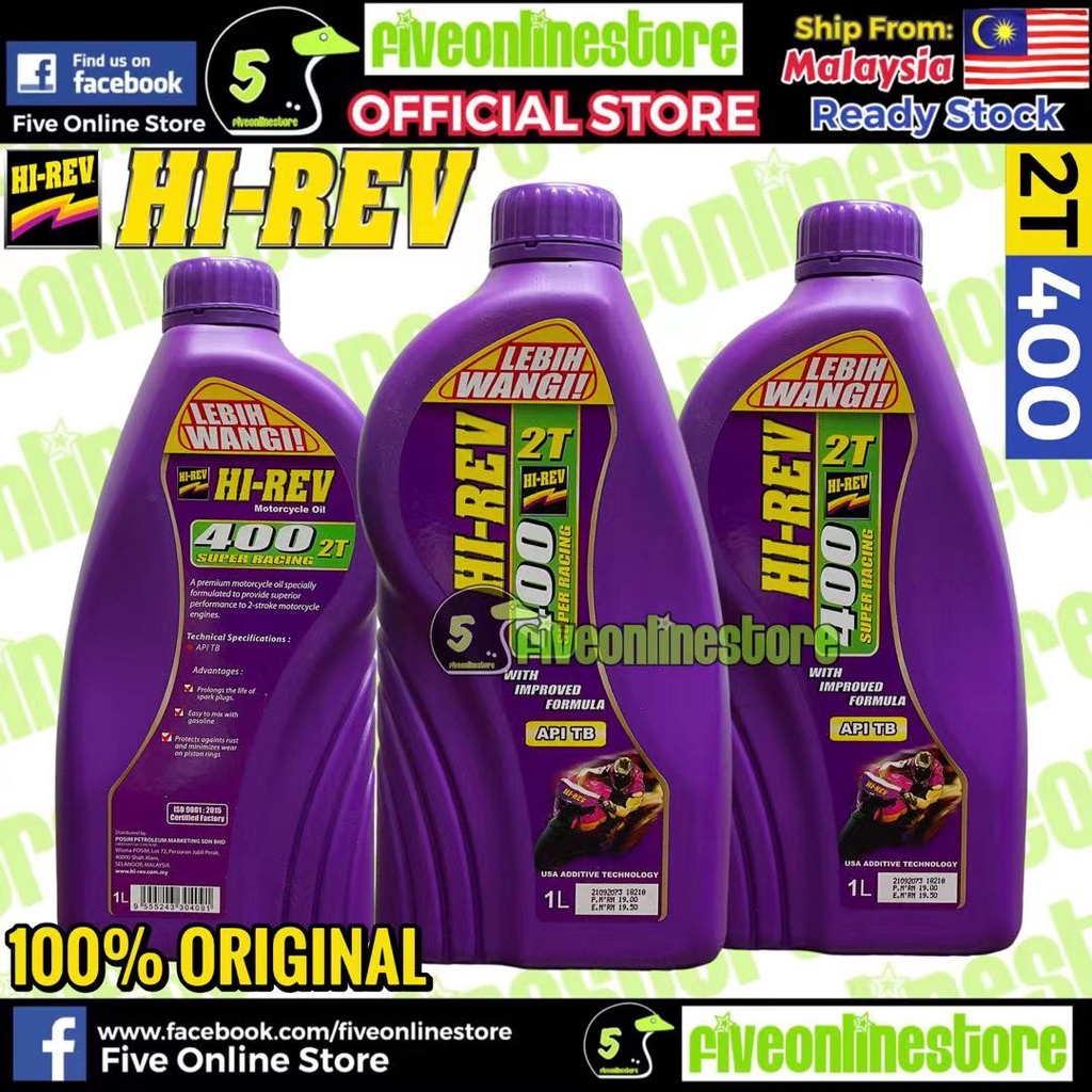 2T Oil HIREV 2T400 2T 400 Improved Formula 1 Liter Lebih Wangi Super Racing HI-REV | Shopee Malaysia