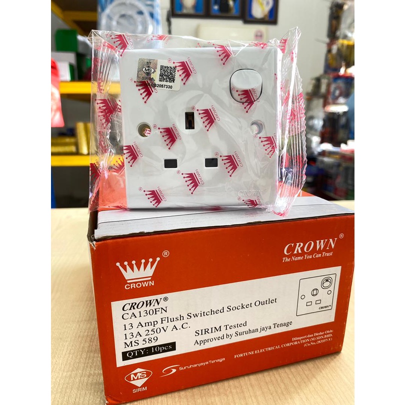 CROWN 13A 250V 50Hz AC 1G Flush Switched Socket Outlet | Shopee Malaysia