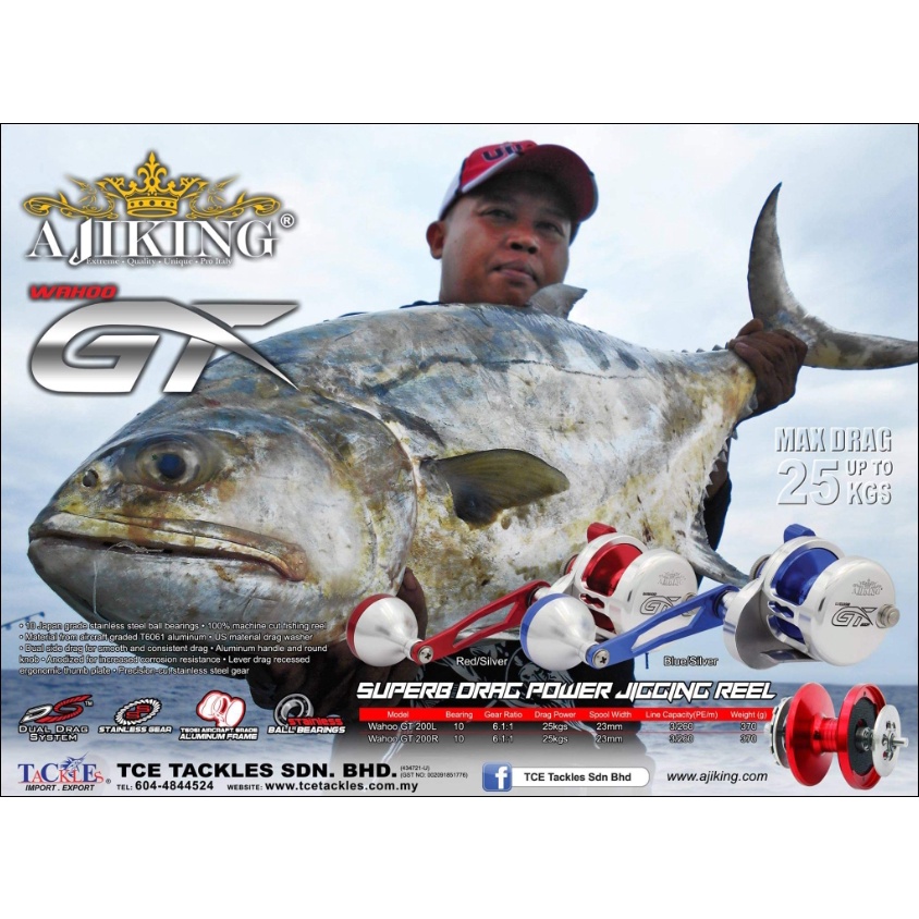 Ajiking Wahoo GT 200 Overhead Lever Drag Fishing Reel Jigging Right ...