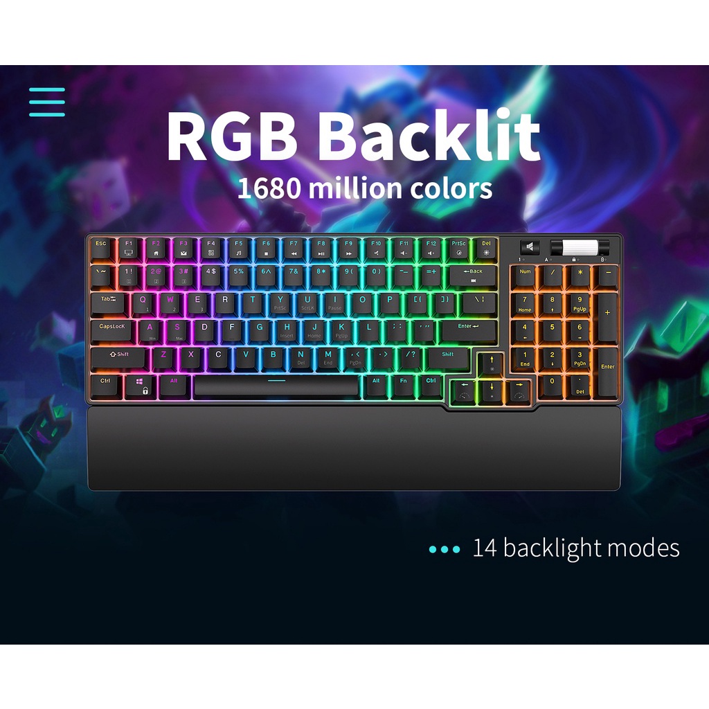 Royal Kludge RK96 Wireless Bluetooth Mechanical Three mode RGB Hotswap ...