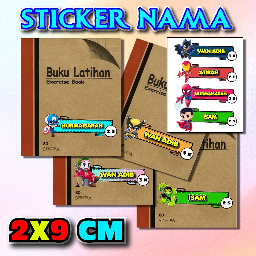 STICKER NAMA & KELAS BUKU LATIHAN SEKOLAH 33pcs | Shopee Malaysia