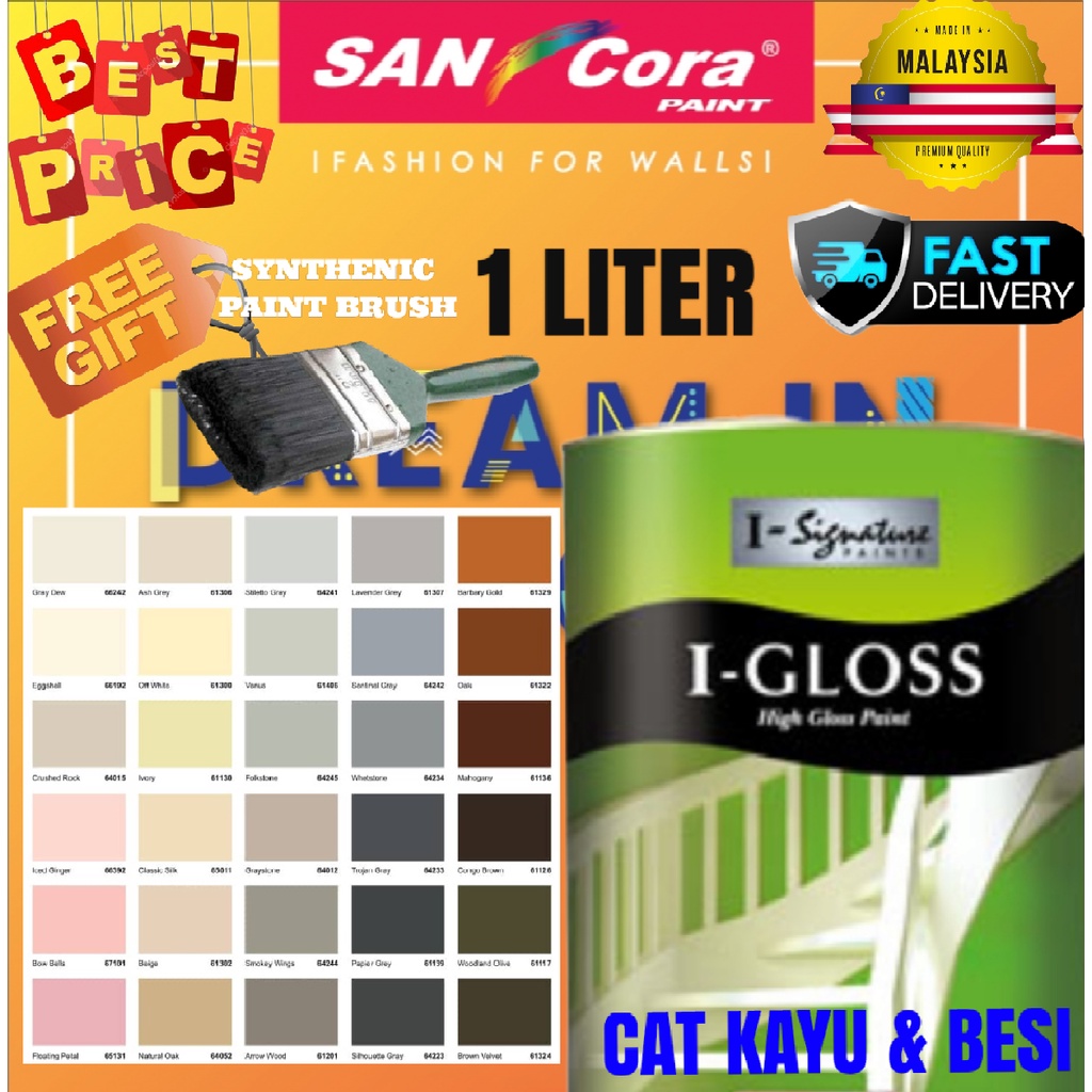 1 LITER SANCORA I GLOSS INTERIOR & EXTERIOR WOOD & METAL / CAT DALAM ...
