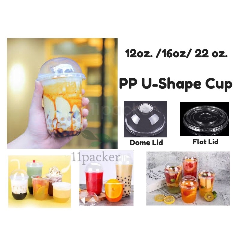 PP U-Shape Cup With or Without Lid 95mm / Bubble Tea U Shape Cup ...