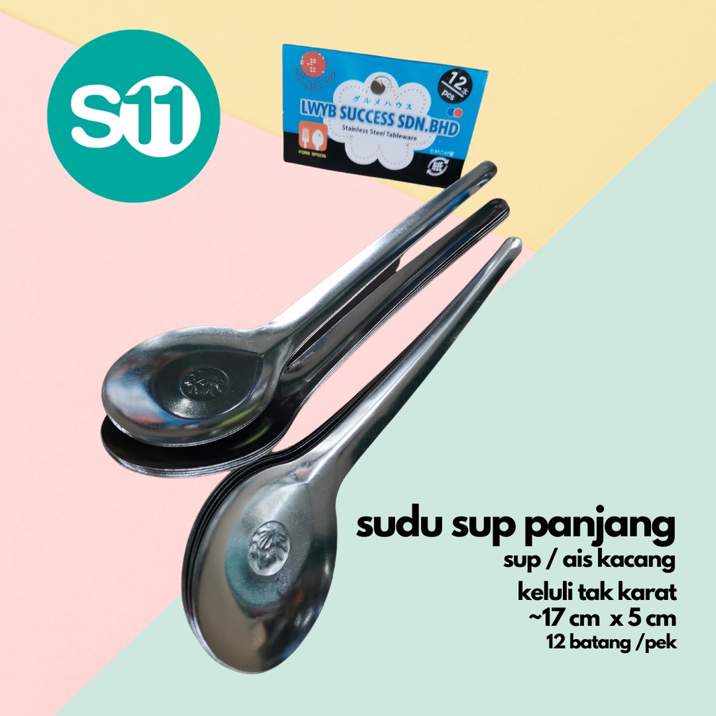 12batang Stainless Steel Sudu 12pcs Sudu kelapa/Sudu Cendol/Sudu ABC ...