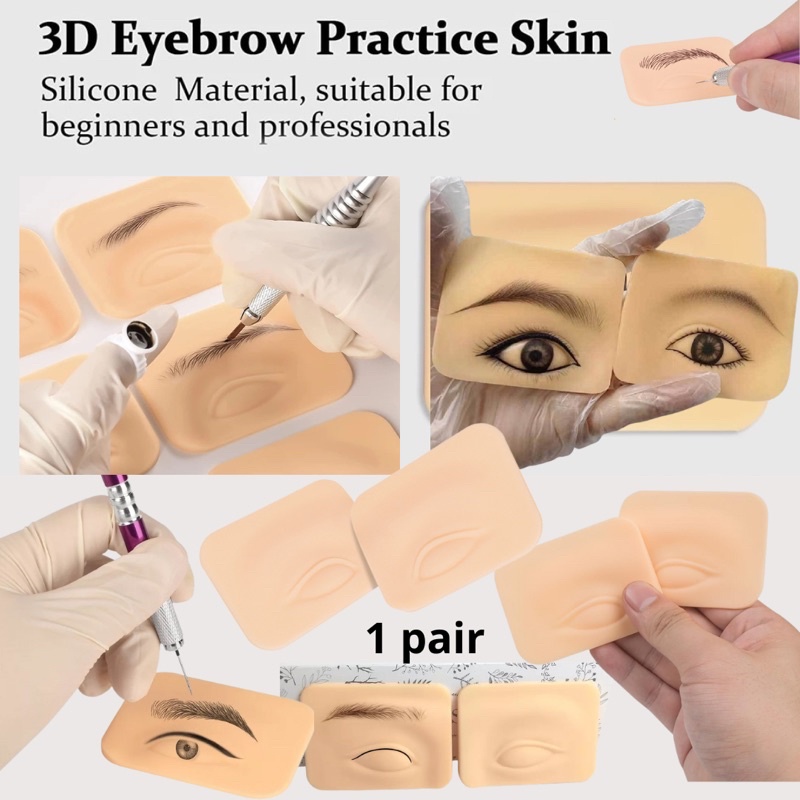 1pair Eyebrow Practice Skin Silicone Tattoo Trainning Skin 3D Eyelid ...