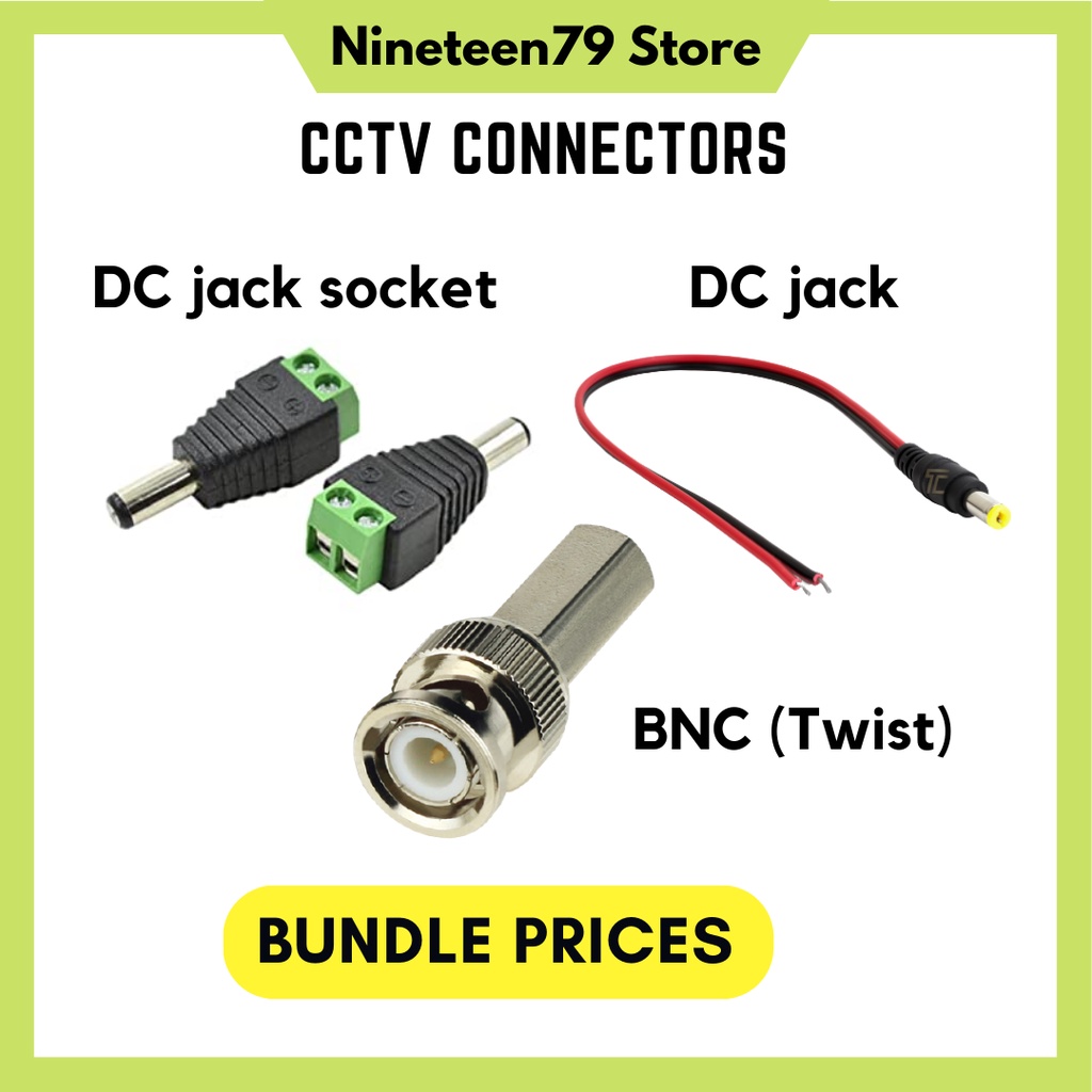 CCTV Connector BNC Twist DC Power Jack Male Connector 2.1 X 5.5mm 12VDC ...