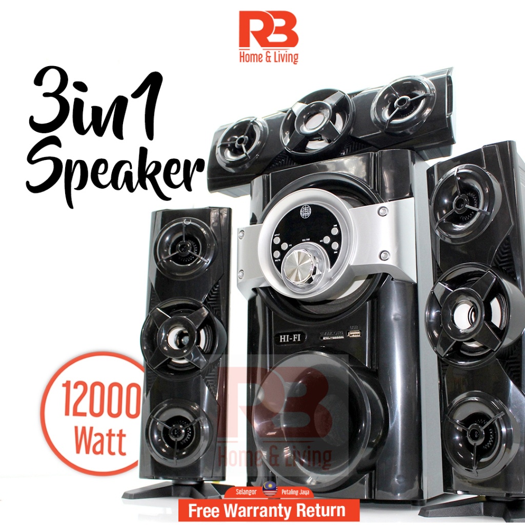 12000W 3in1 Bluetooth Home TV Speaker Digital Audio System Subwoofer ...