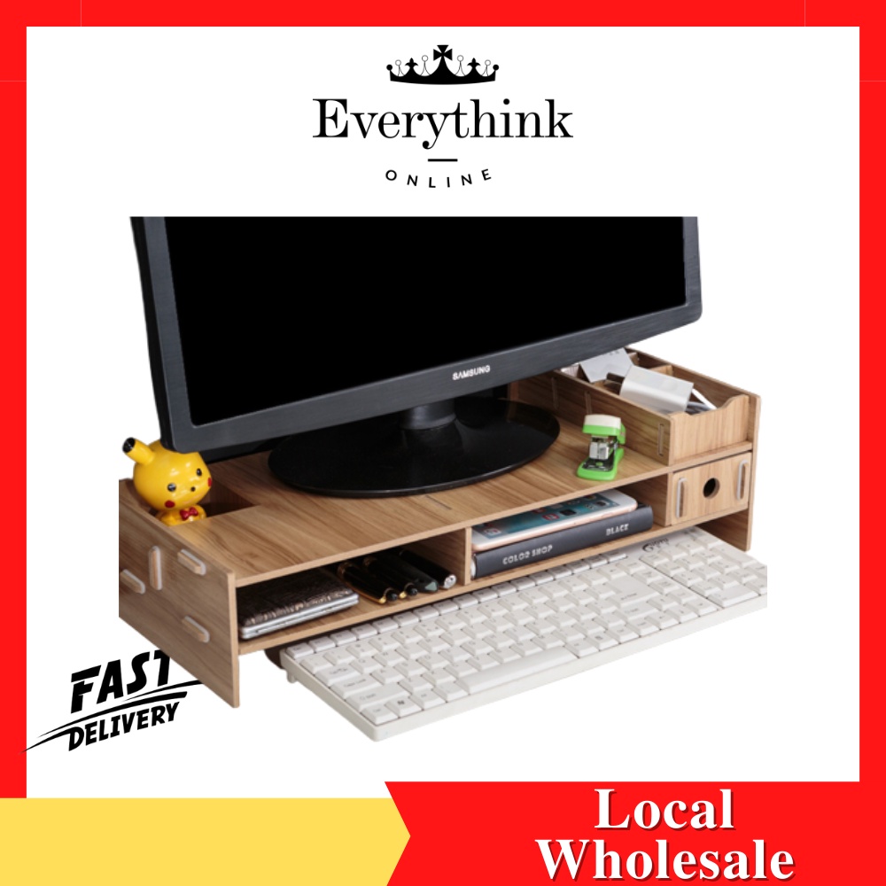 DIY WOODEN STATIONERY FILE RACK PC DESKTOP DRAWER ORGANIZER CD PEN ...