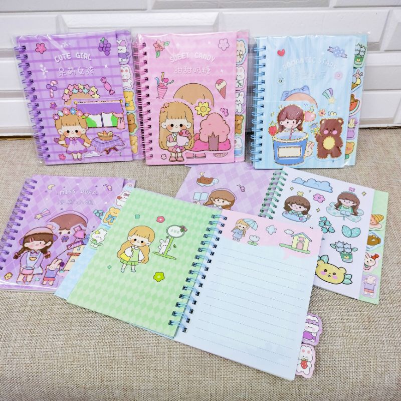 Ready stock! Cute Notebook with sticker in a set / Diary with sticker ...