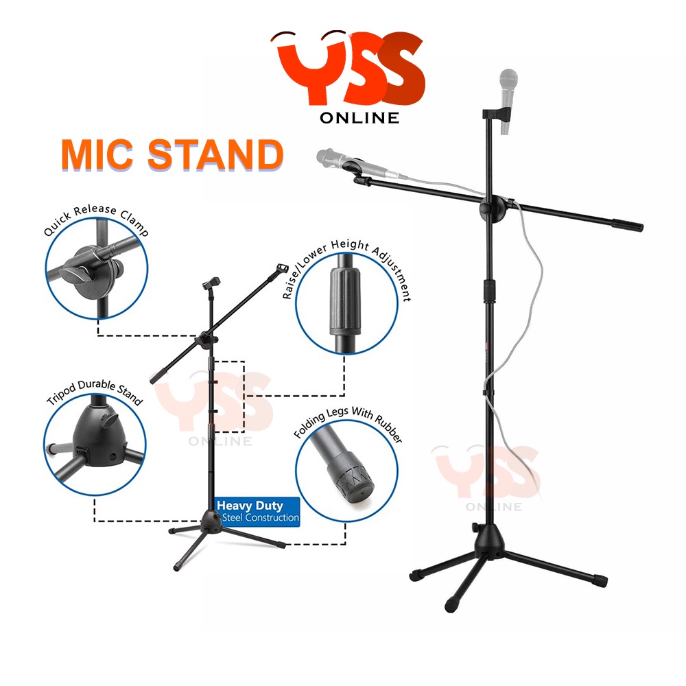 Adjustable Mic Stand Microphone Tripod Stand with Mic Holder Floor ...