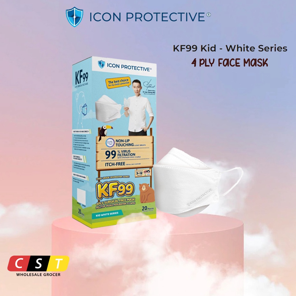 Icon Protective KF99 / KN95 Kids Face Mask (White) | Shopee Malaysia
