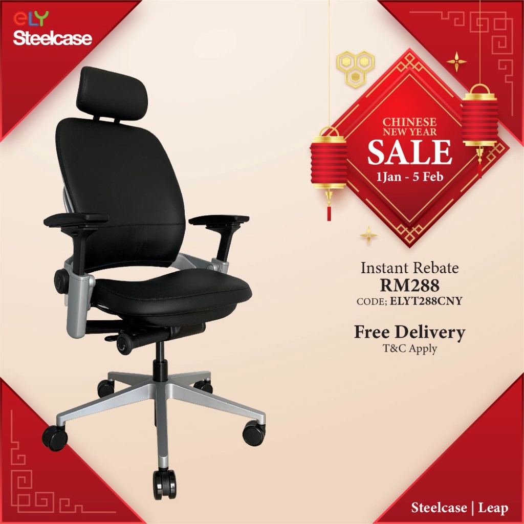 ELY Steelcase Leap High Back Fabric / Office chair / Ergonomic Chair ...