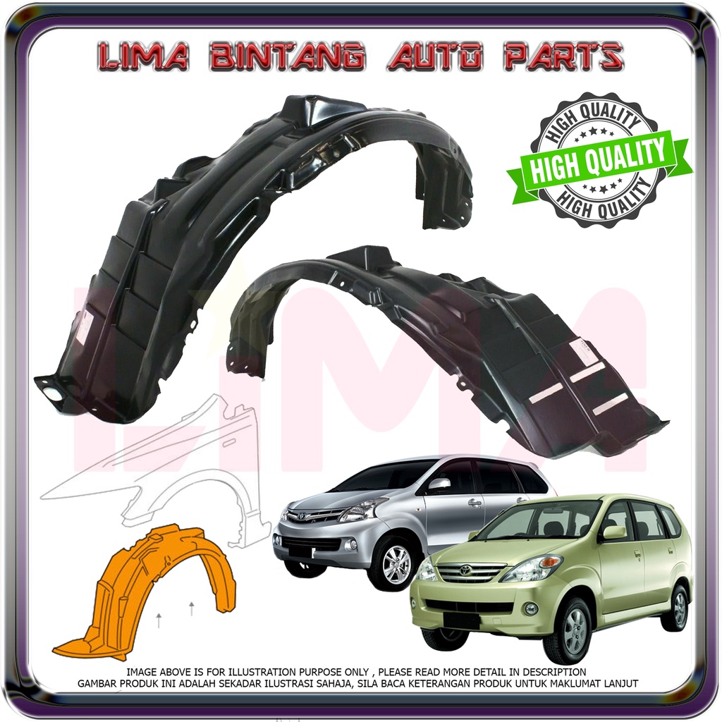 Toyota Avanza F601 F602 Front / Rear Fender Protector , Fender Liner ...