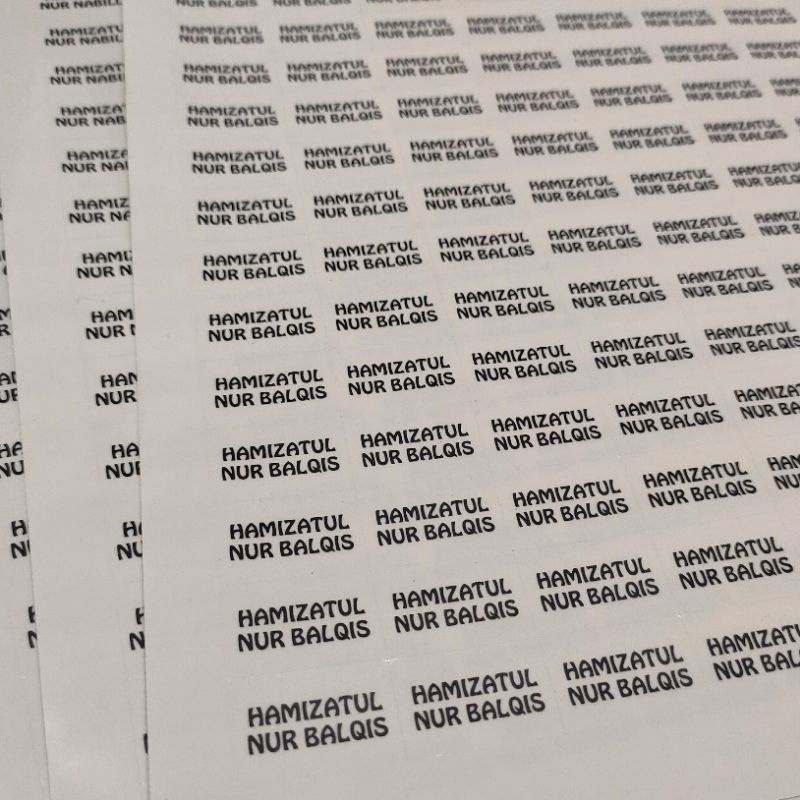 Sticker Nama Transparent A3 Sticker Nama Katun Transparent Sticker ...