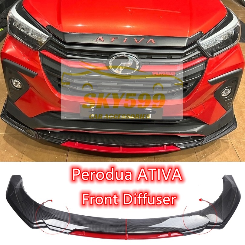 Perodua ATIVA Front Bumper Diffuser Lip Wrap Angle Splitters Black ...