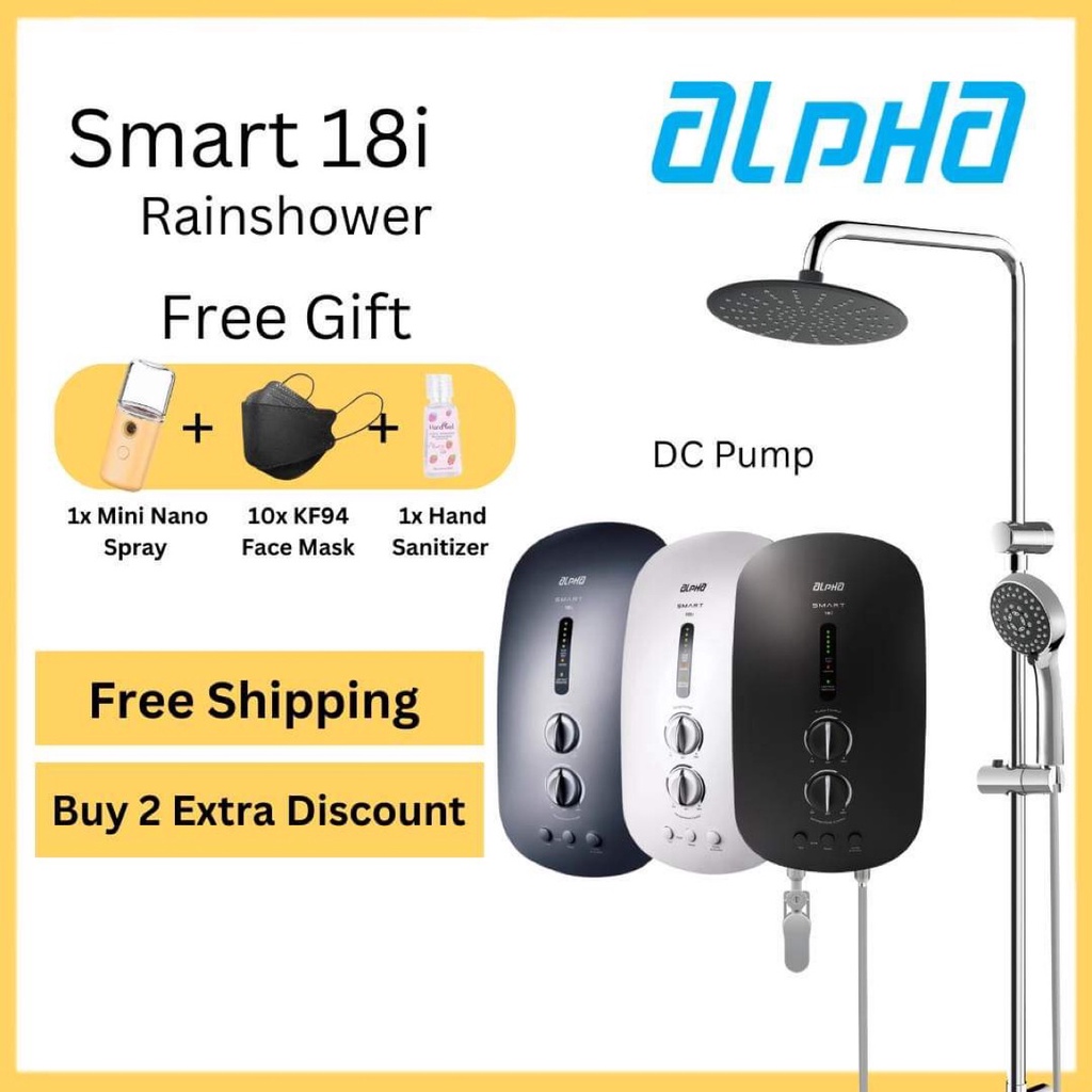 ALPHA Smart 18i/E Plus Rainshower DC Pump or Non Pump Instant Water Heater | Shopee Malaysia