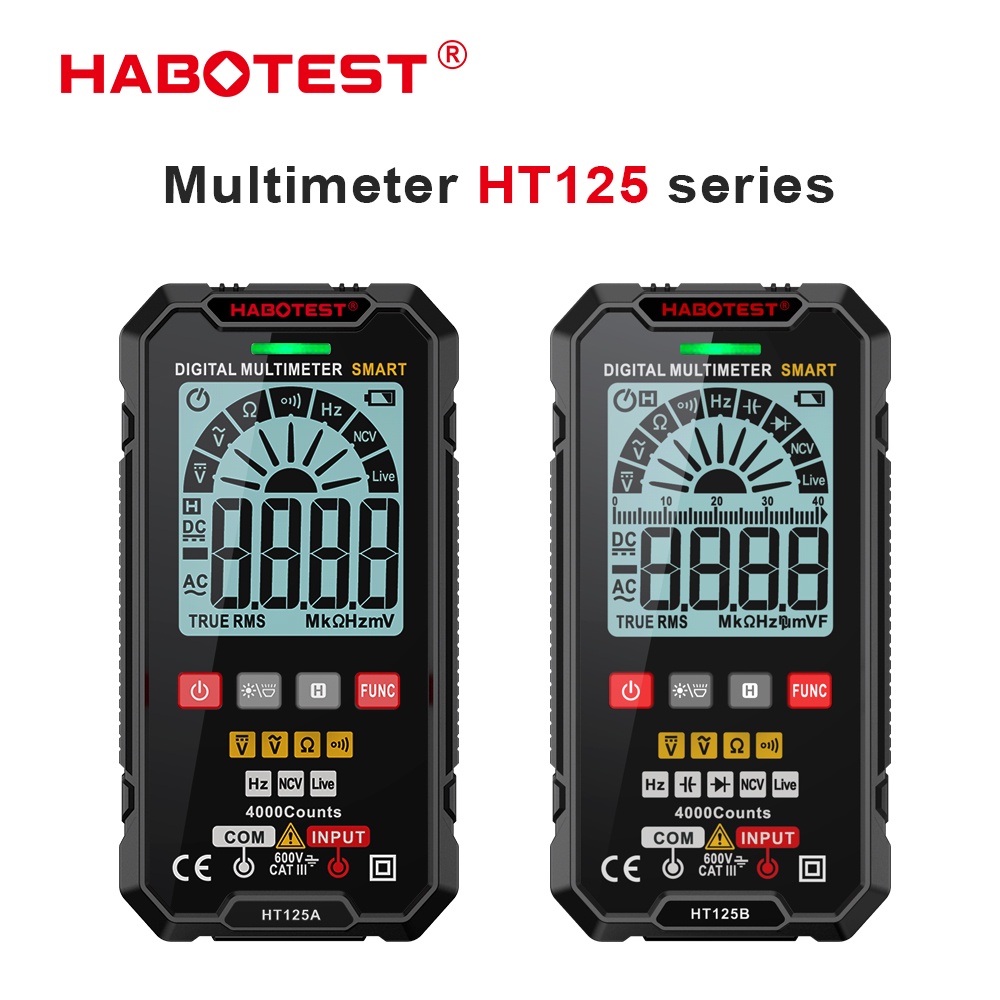 HABOTEST HT125 Smart Multimeter 600V AC/DC Voltage Voltmeter 4000 ...