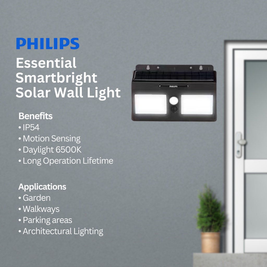 PHILIPS LED Solar Wall Light | Motion Sensor IP54 Outdoor Light | Lampu ...