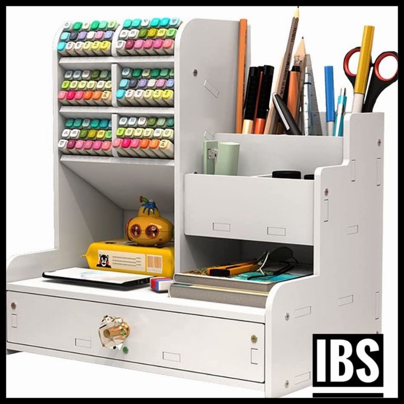 Wooden Stationary Storage Rack Pen Holder Box Rak Alat Tulis Rak Pen ...