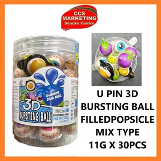 CCS U Pin Mix Type 3D Bursting Ball Filled Popsicle Fudge Candy (11g x ...