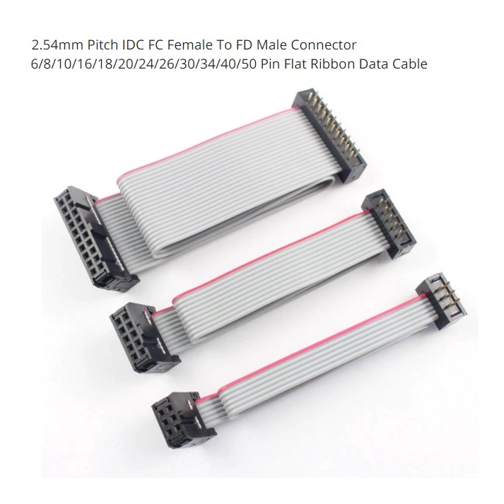 IDC Flat Ribbon Cable Pitch 2.54mm 8P 10P 12P 16P 20P 26P 34P 40P 50P Male to Female | Shopee ...