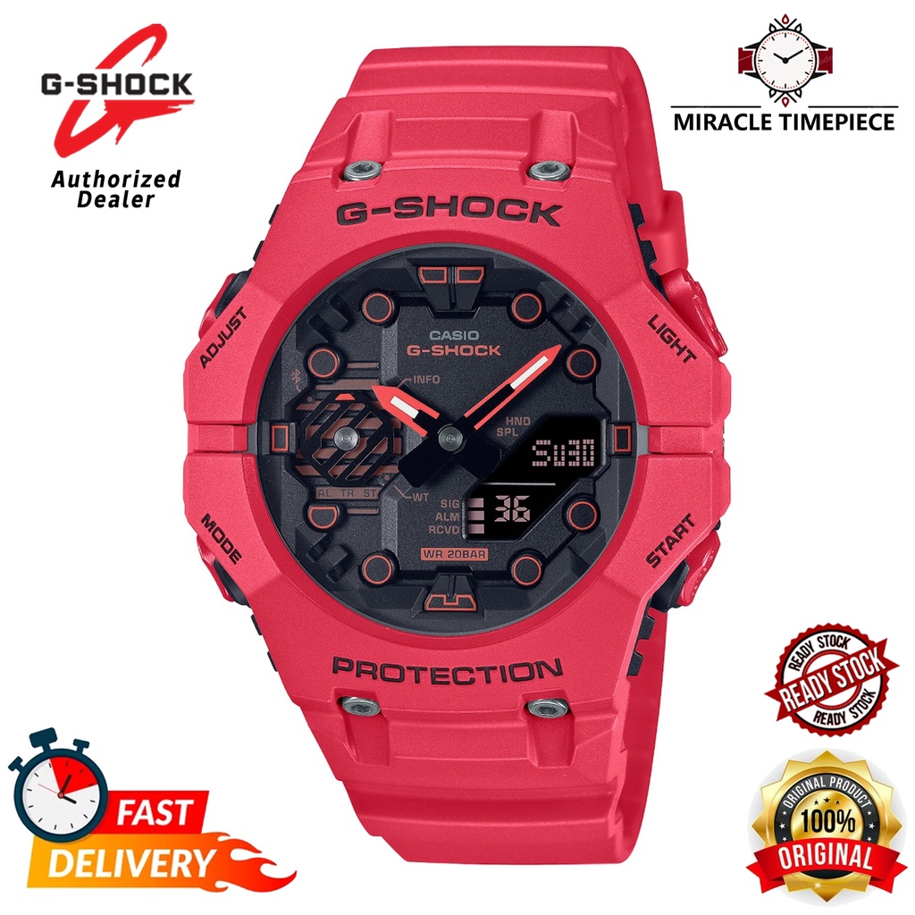 Casio G Shock Analog Digital Carbon Core Guard Bluetooth Red Resin Men