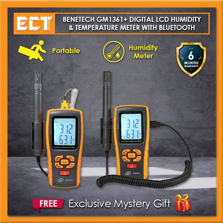 Benetech GM1361+ Digital LCD Humidity & Temperature Meter with ...