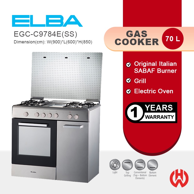 ELBA 70L FREE STANDING GAS COOKER 4 BURNER EGC-C9784E(SS) | Shopee Malaysia