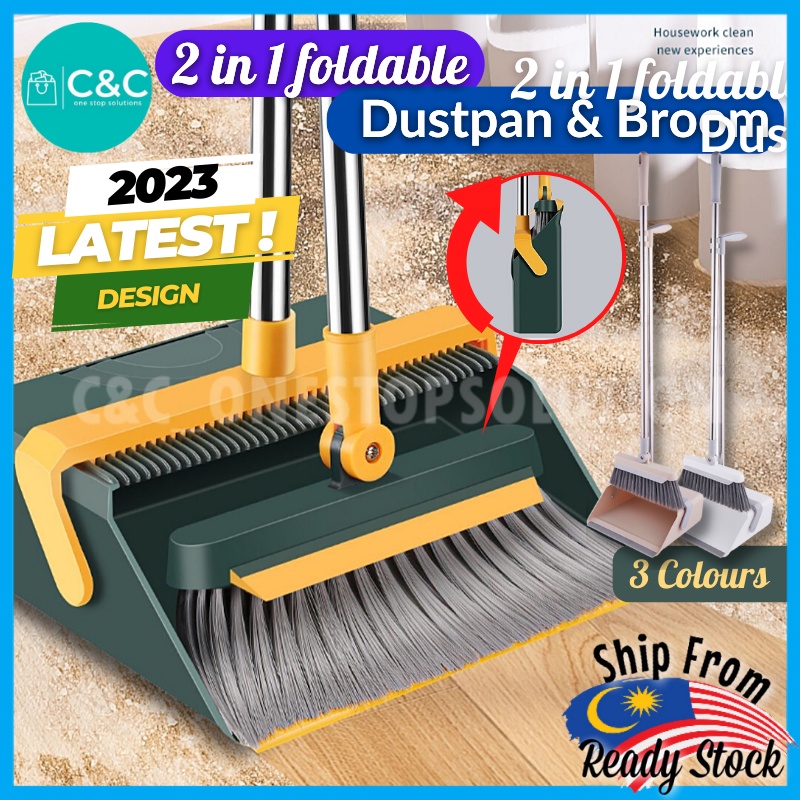 [2023 NEW DESIGN] 2 in 1 Foldable Broom Dustpan Set Broom Set Water ...