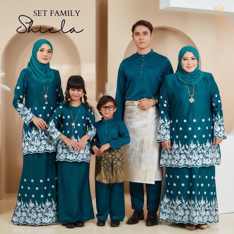 BAJU RAYA SEDONDON FAMILY WARNA TEAL BLUE | BAJU KURUNG MODEN | BAJU ...