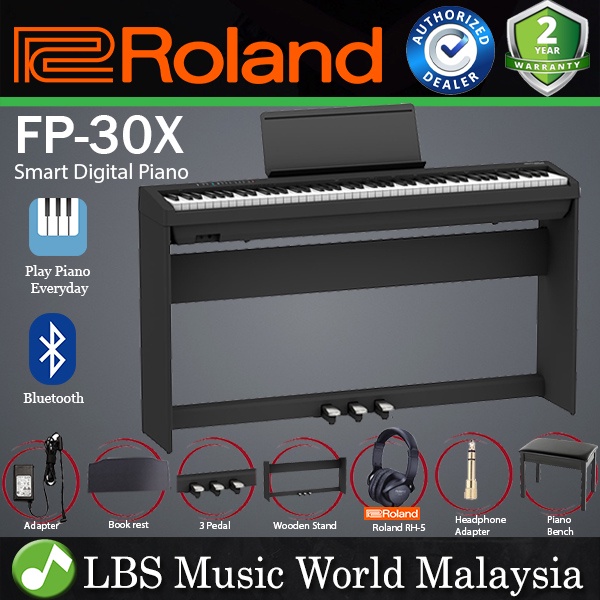 Roland FP-30X 88 Key Digital Piano Complete Package with Wooden Stand ...