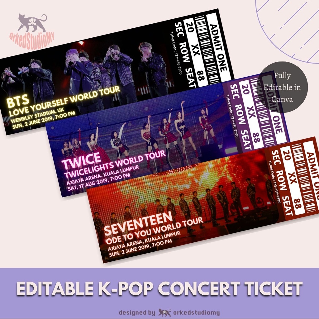 Editable K-Pop Concert ticket template | Printable ticket | Shopee Malaysia