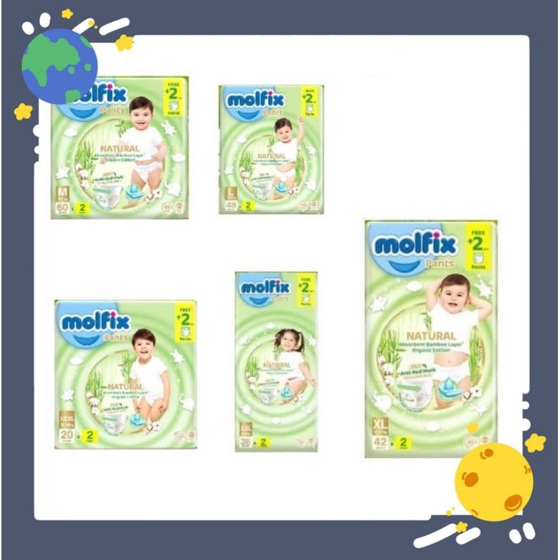 Molfix Natural Pants M ,L ,XL , XXL ,XXXL (1 Pack) | Shopee Malaysia