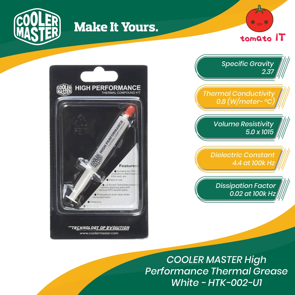 COOLER MASTER High Performance Thermal Paste - White - HTK-002-U1-GP ...