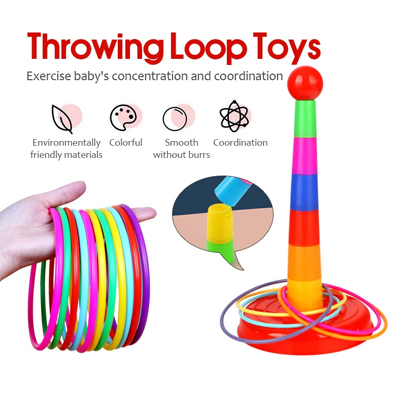 Children Throw Circle Toy Throwing Ring Game Ferrule Stacked Toys Fun ...