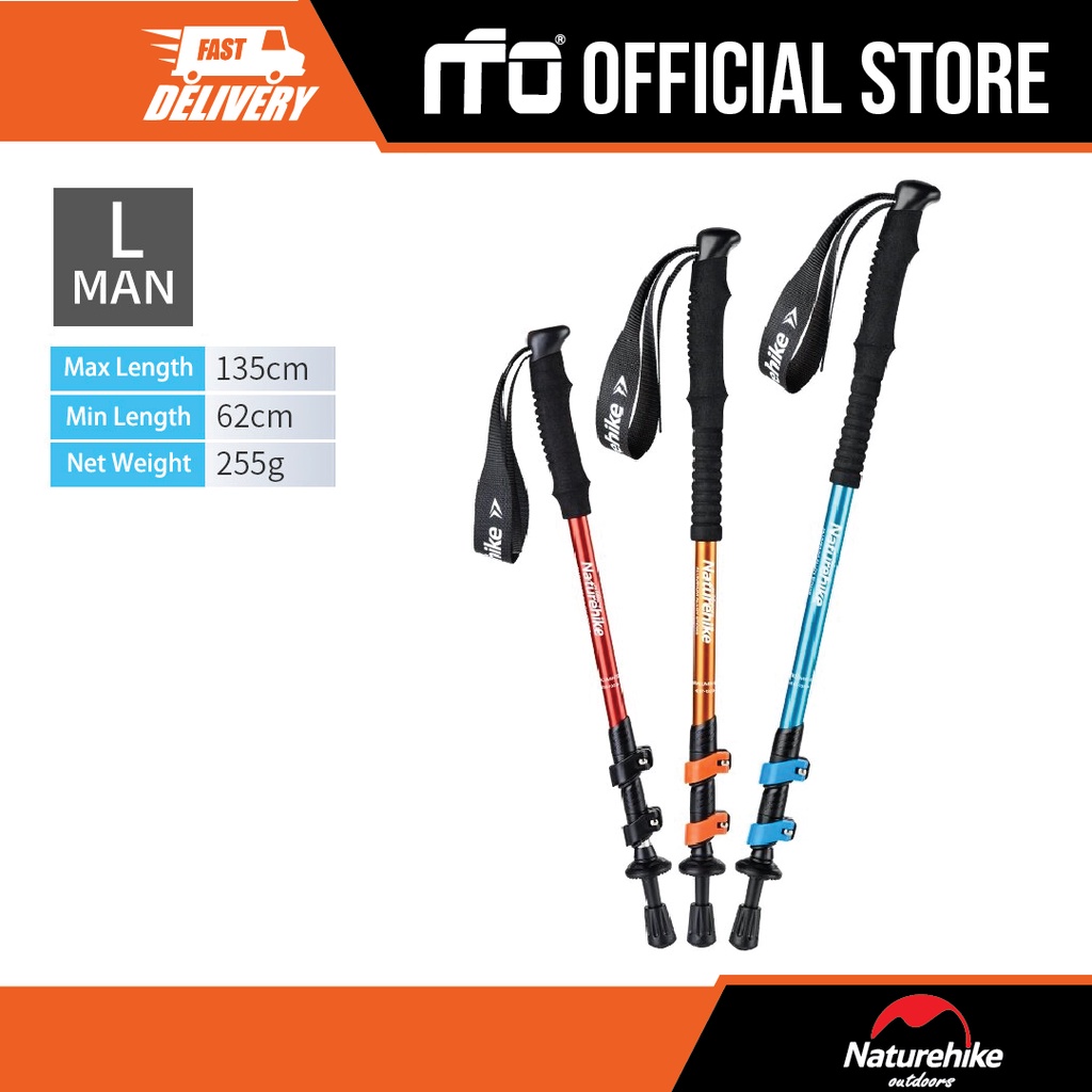 Naturehike Trekking Pole Walking Stick Aluminum Alloy Telescopic Hiking ...